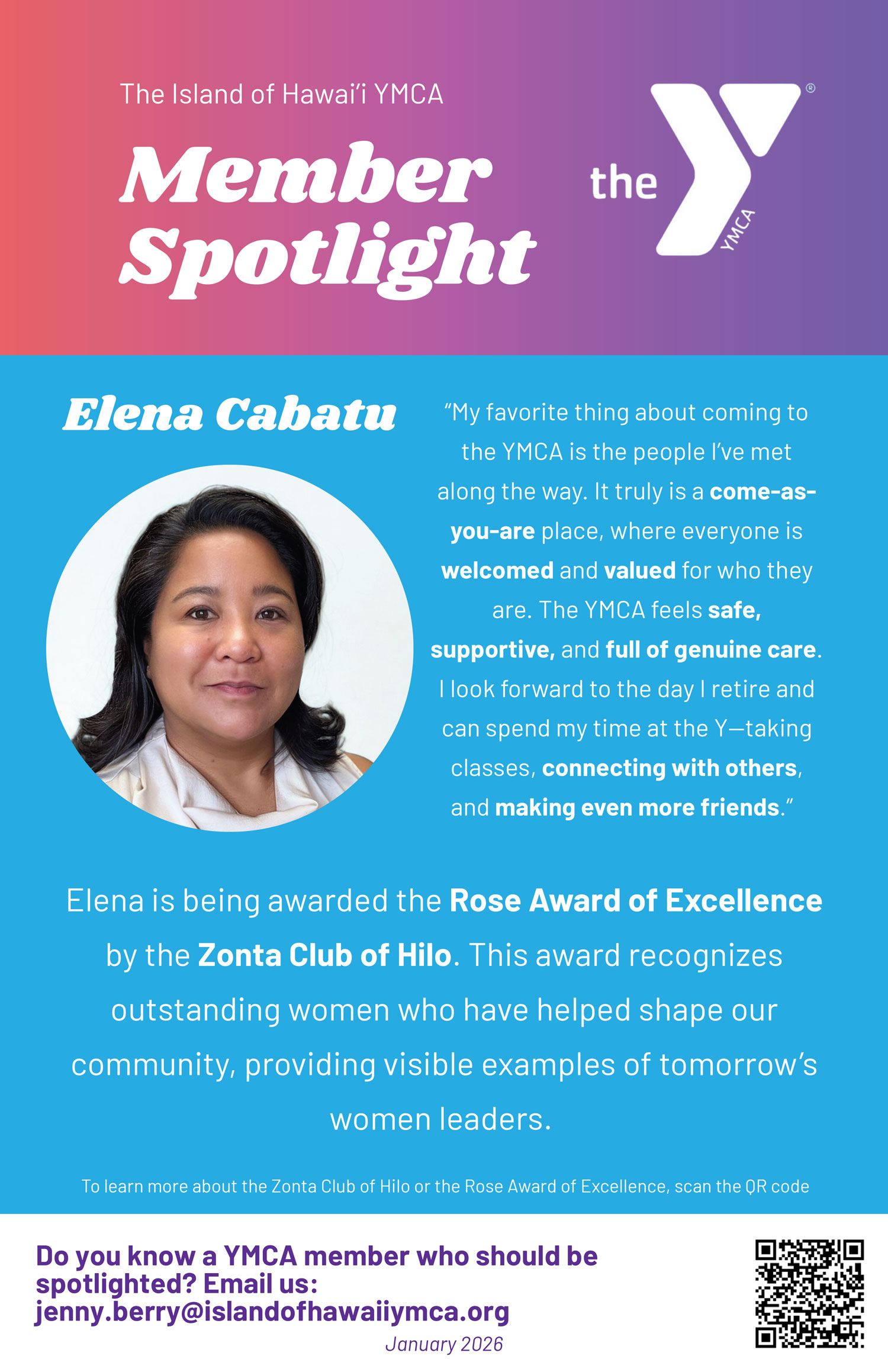 Member Spotlight – Elena Cabatu – Island of Hawaii YMCA
